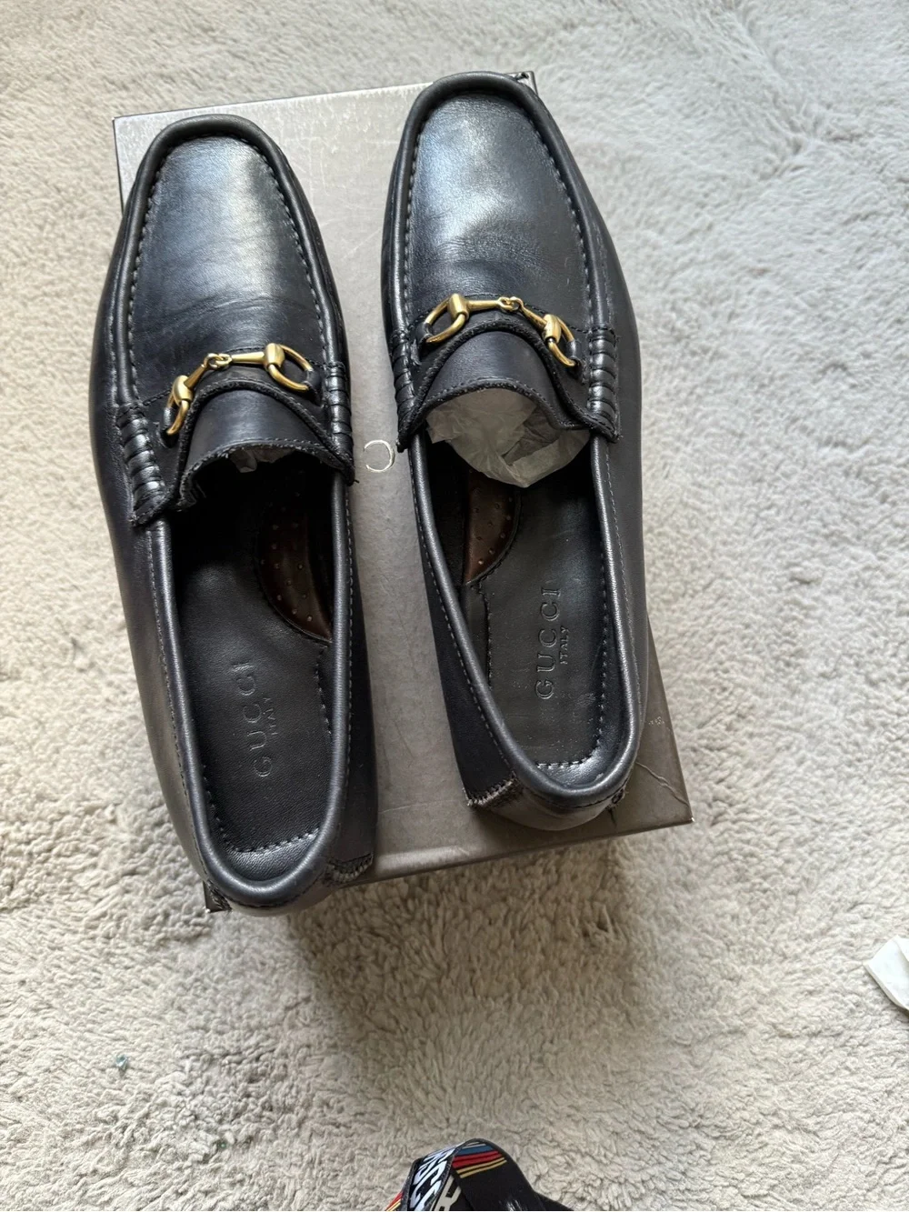 Gucci | Shoes | Gucci Black Leather Loafers With Gold Horsebit | Poshmark